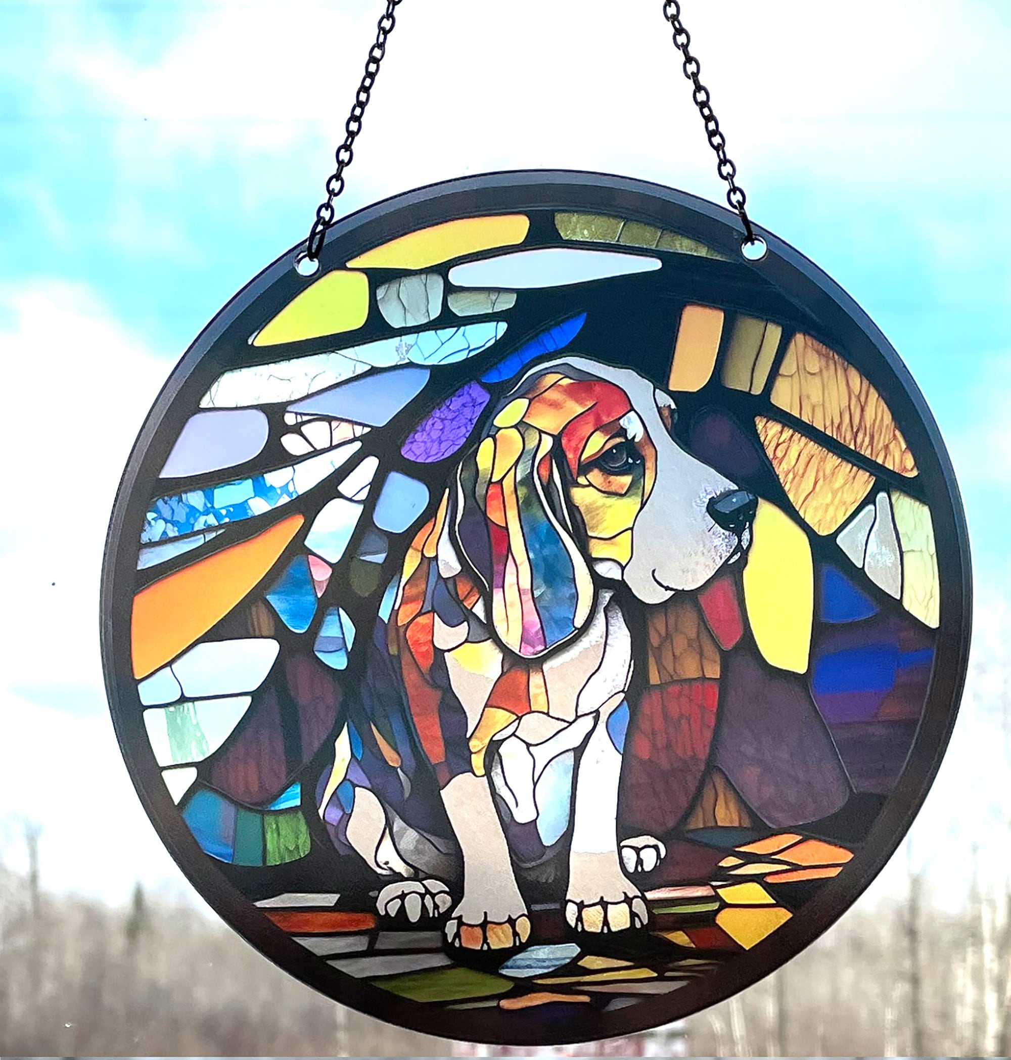 Beagle Colorful Dog Suncatcher Hunting Dog 6 Inch Diameter 8.5 Inch ...