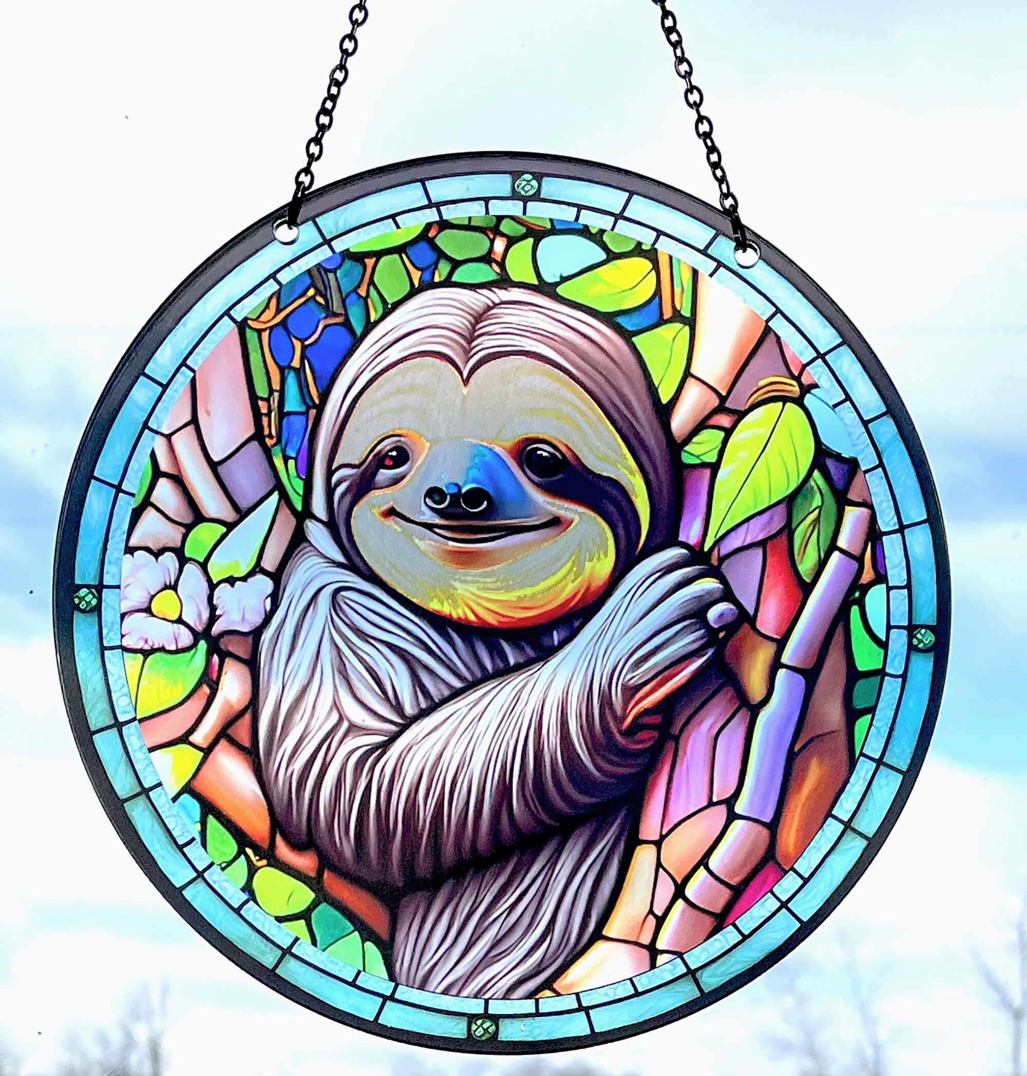 Sloth Suncatcher With Chain Sloth Decor Sloth Art Sloth Lover Faux ...