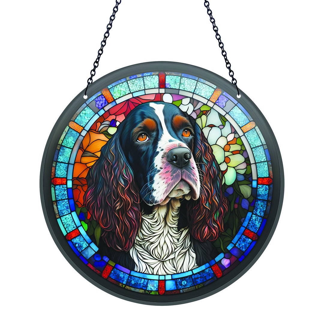 Springer Spaniel Sun Catcher: Faux Stained Glass Dog Art - 6 Inch - Etsy