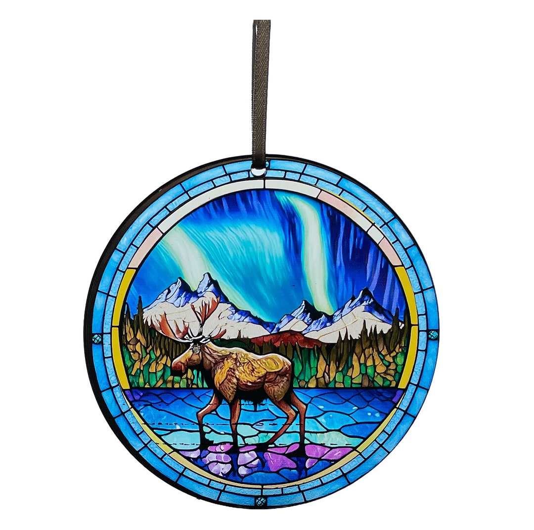 Moose Art - Acrylic Window Ornament - Wild - Forest Animals - 3.75 Inch ...