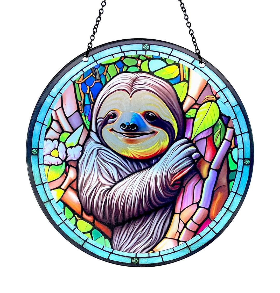 Sloth - Suncatcher With Chain - Sloth Decor - Sloth Art - Sloth Lover ...