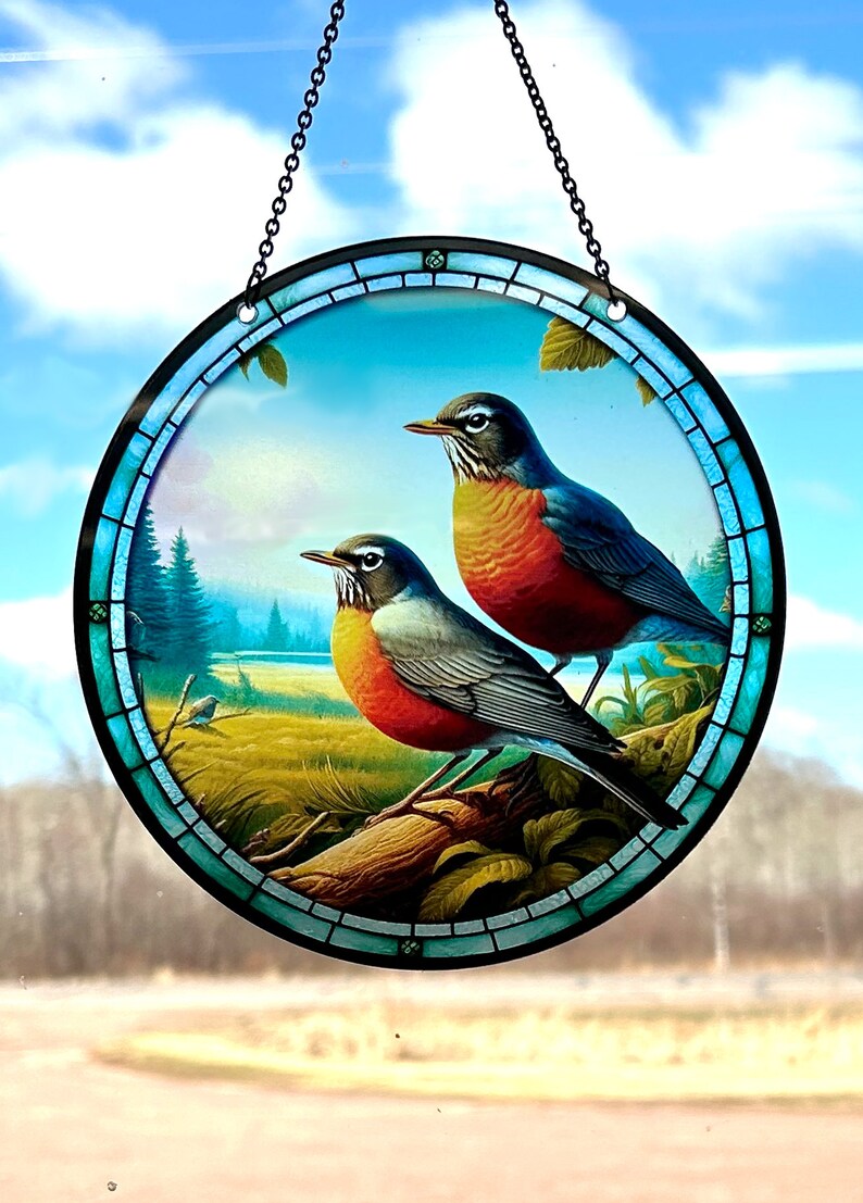 Robin - Suncatcher With Chain - Bird Lover - Bird Watcher Gift ...