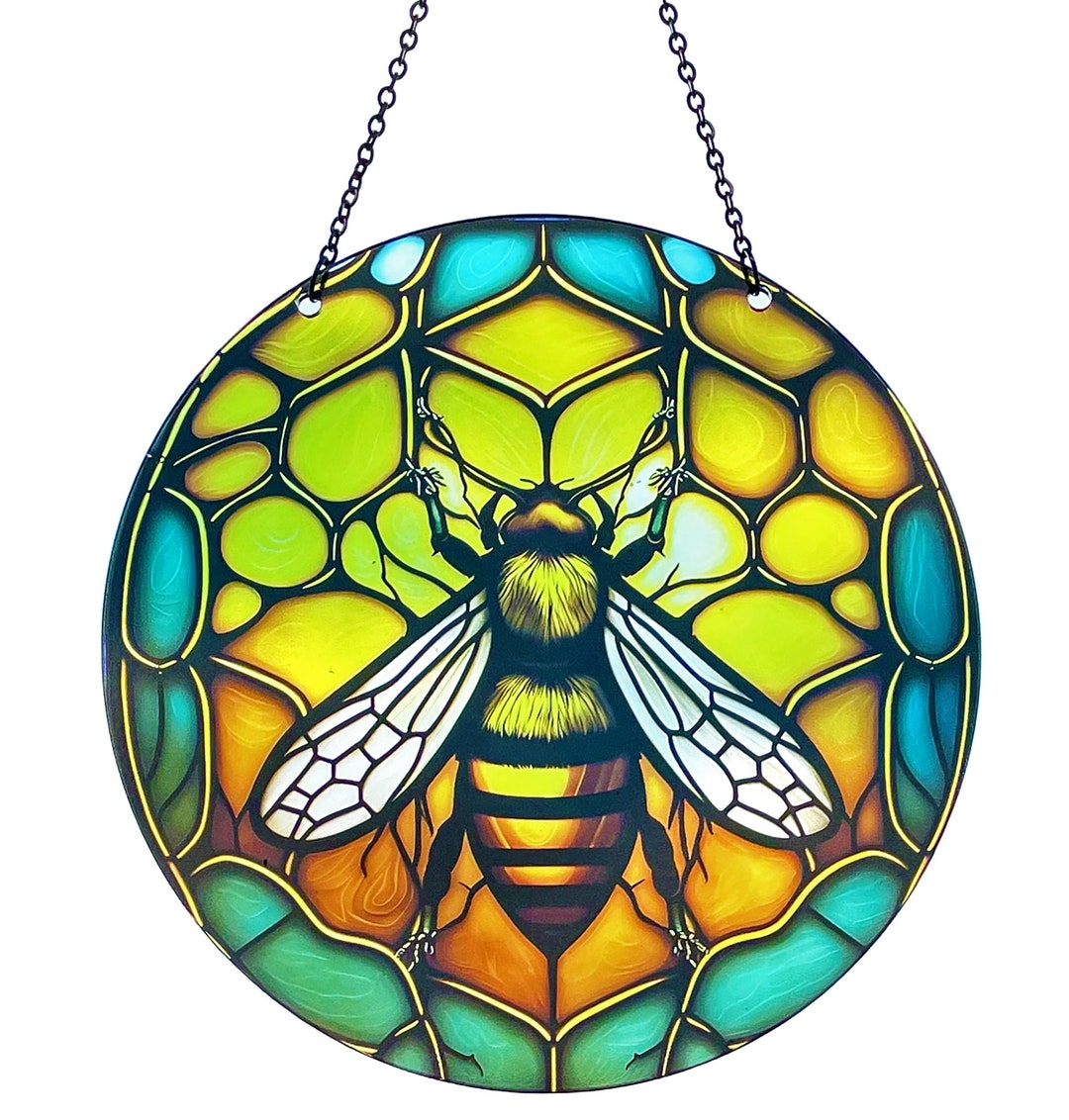 Honeycomb Bee - Suncatcher With Chain - Honey Bee - Bumble Bee - Queen ...