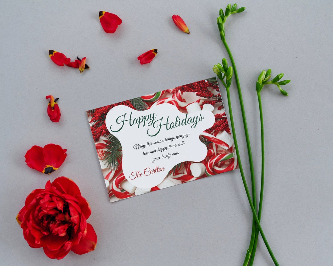 Holiday Greeting Card Template, Editable Christmas Greeting Card ...