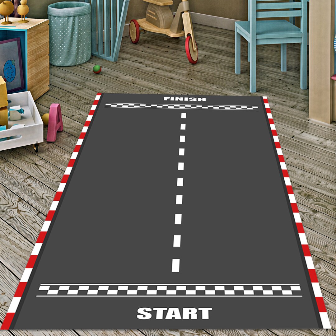 Race Track, Race Track Runner, Racing Car Rug, Race Track Road Rug ...