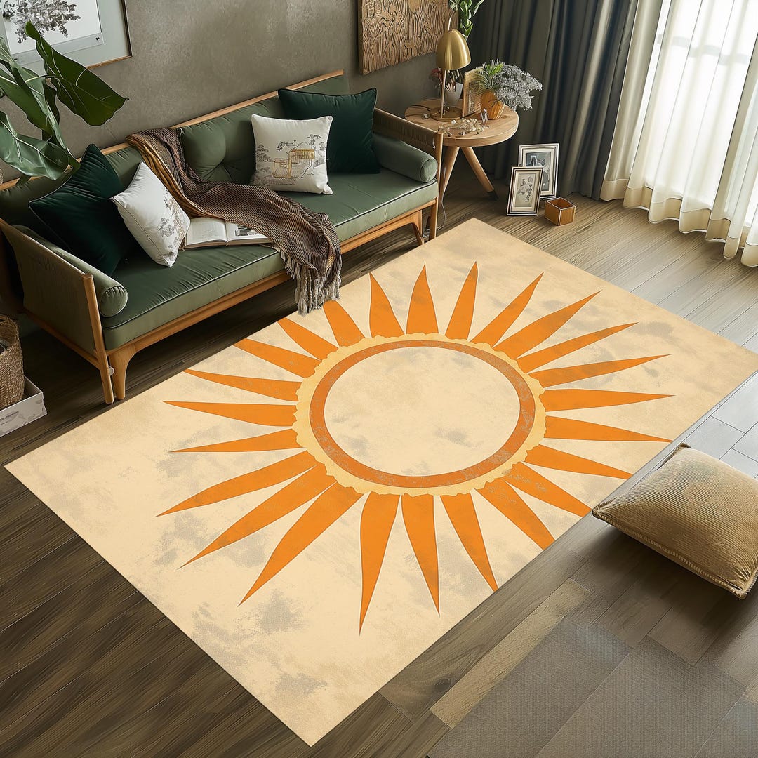 Sun Rug, Mid Century Sun Rug, Mid Century Rug, Retro Rug, Retro Mid ...