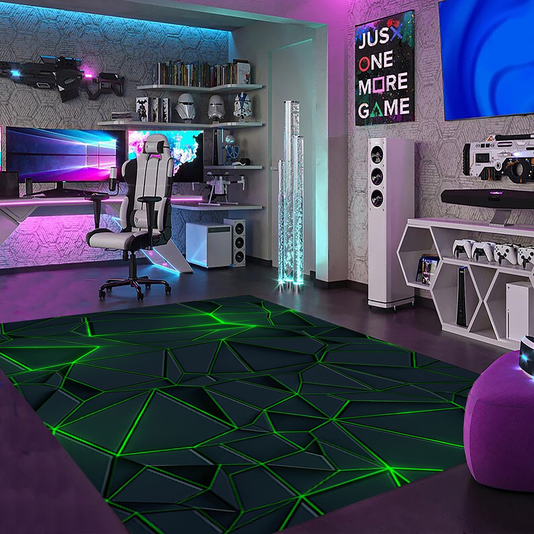 Gaming Room Rug, E-sport Rug, Colorful Rug, Gamer Rug, Neon Look Rug ...