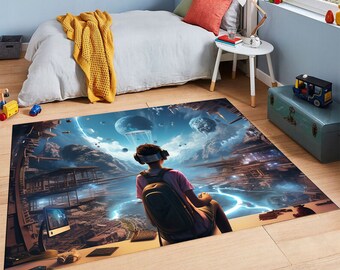 3D Gaming Room Rug, E-sport Rug, Colorful Rug, Purple Rug, Gamer Rug ...