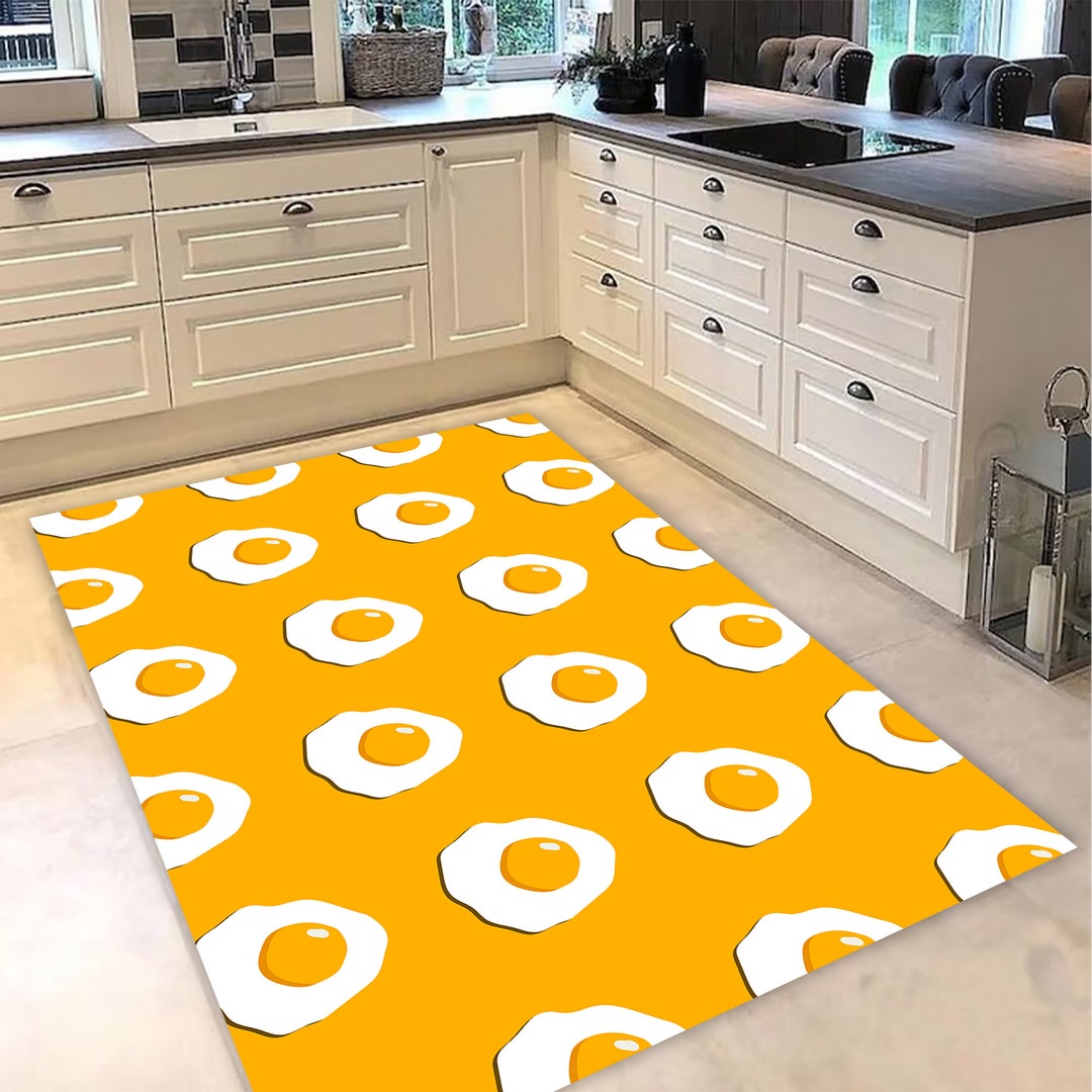 Egg Rug, Egg Themed Rug, Fried Egg Rug, Kitchen Rug, Kitchen Decor, Rug ...