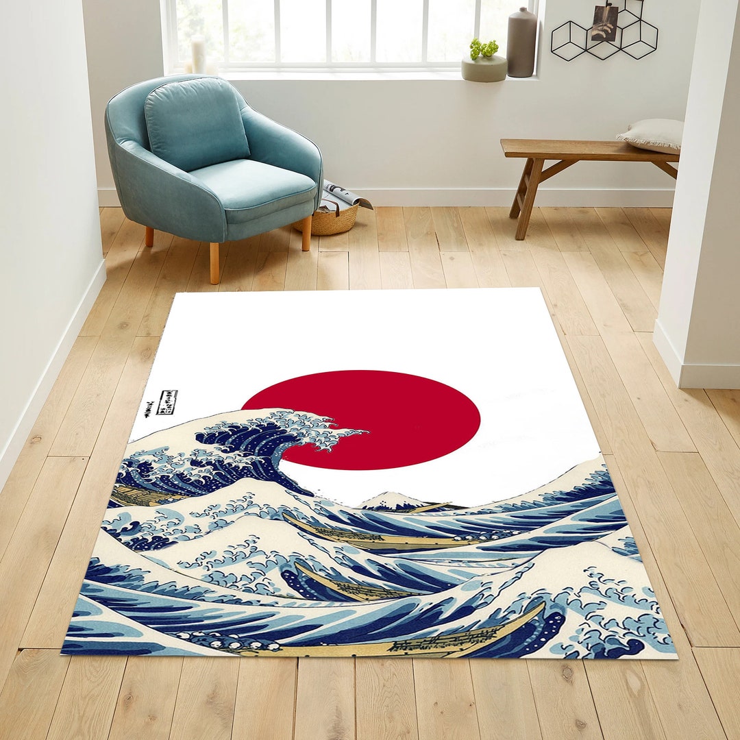 Wave Rug, the Great Wave Rug, Japanese Art Rug, Japanese Wave Rug ...