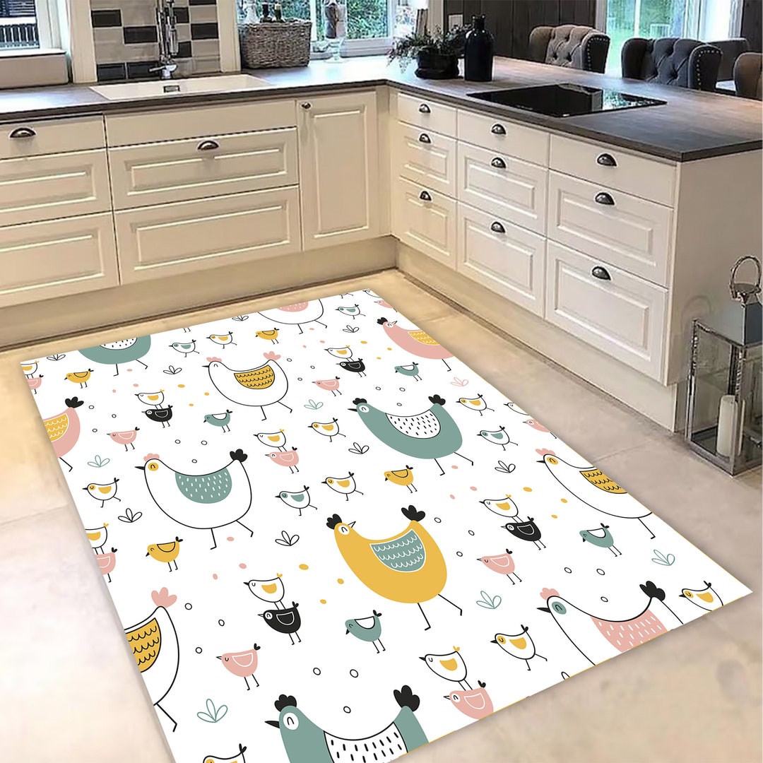 Rug Chicken Rug Chicken Pattern Rug, Kids Room Rug, Kitchen Rug, Baby ...