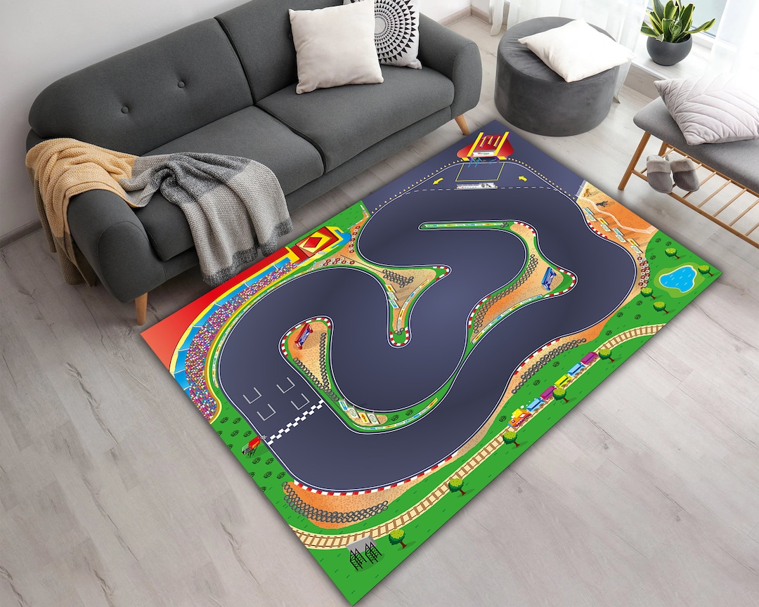 Race Track, Race Track Rug, Racing Car Rug, Road Rug, Race Track Road ...