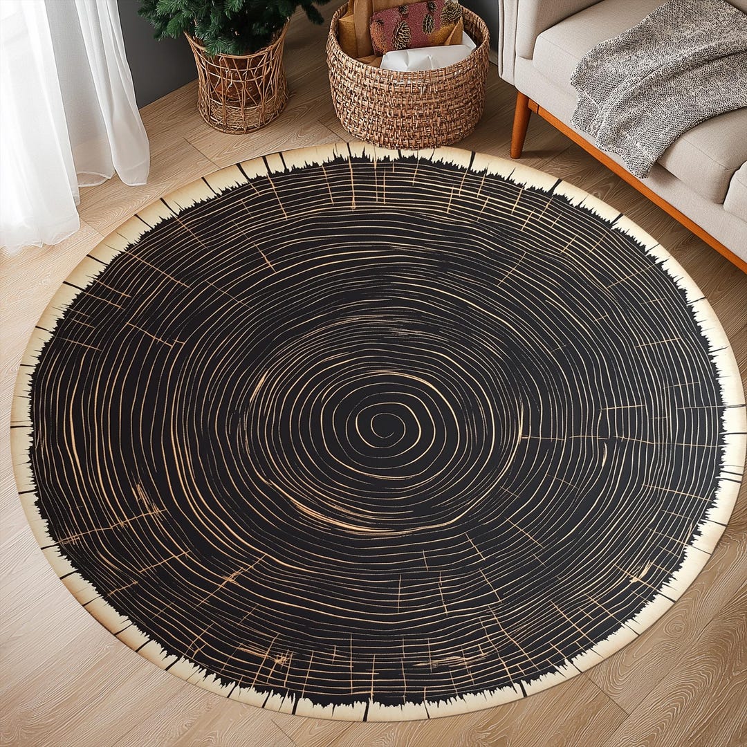 Wood Rug, Tree Ring Rug, Tree Ring Round Rug, Tree Ring Decor, Tree ...