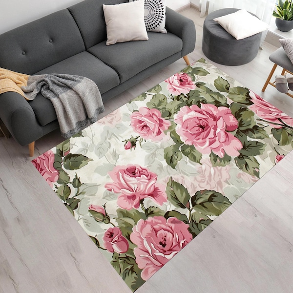 Rug With Roses - Etsy