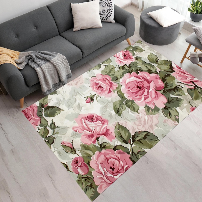 Rug With Roses - Etsy