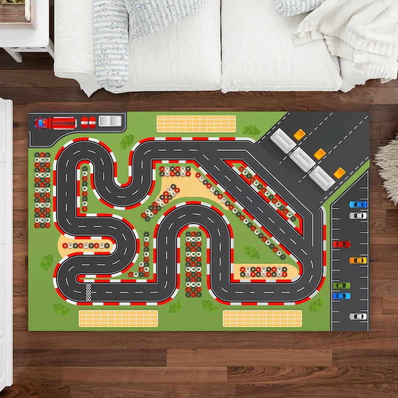 Race Track, Race Track Rug, Racing Car Rug, Road Rug, Race Track Road ...