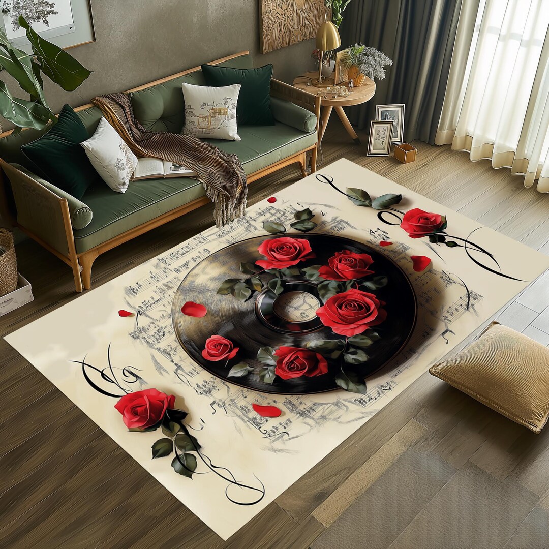 Rose Rug, Red Rose Rug, Flower Rug, Floral Rug, Valentine's Day Rug ...