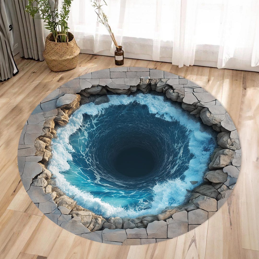 3D Rug, 3D Round Rug, Big Crack Rug, Deep Hole Rug, Illusion Rug, 3D ...