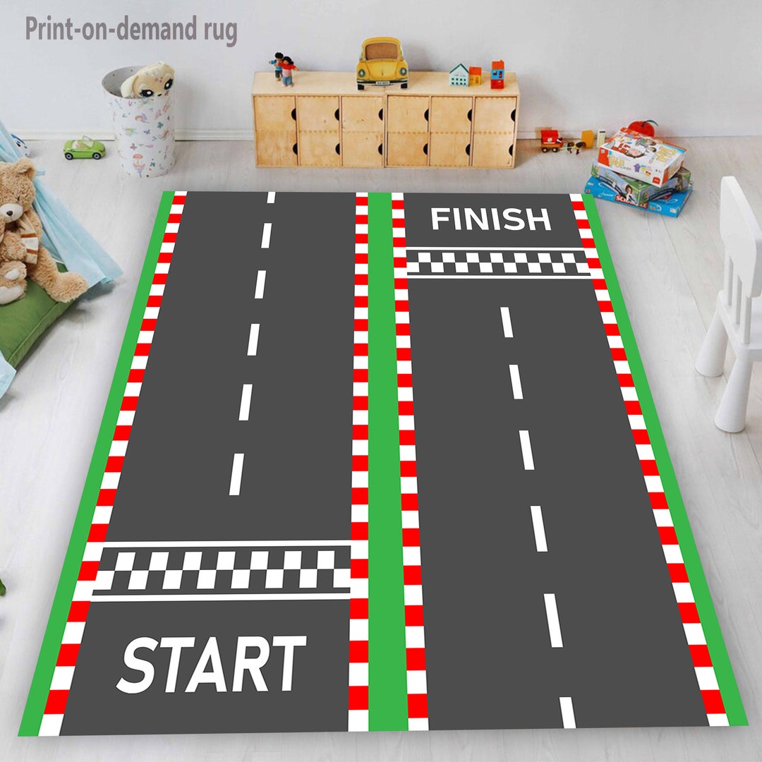Race Track, Race Track Rug, Racing Car Rug, Road Rug, Race Track Road ...
