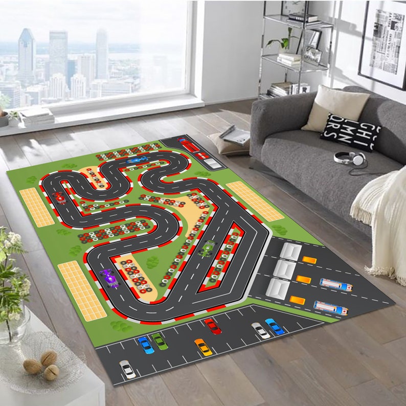 Race Track, Race Track Rug, Racing Car Rug, Road Rug, Race Track Road ...