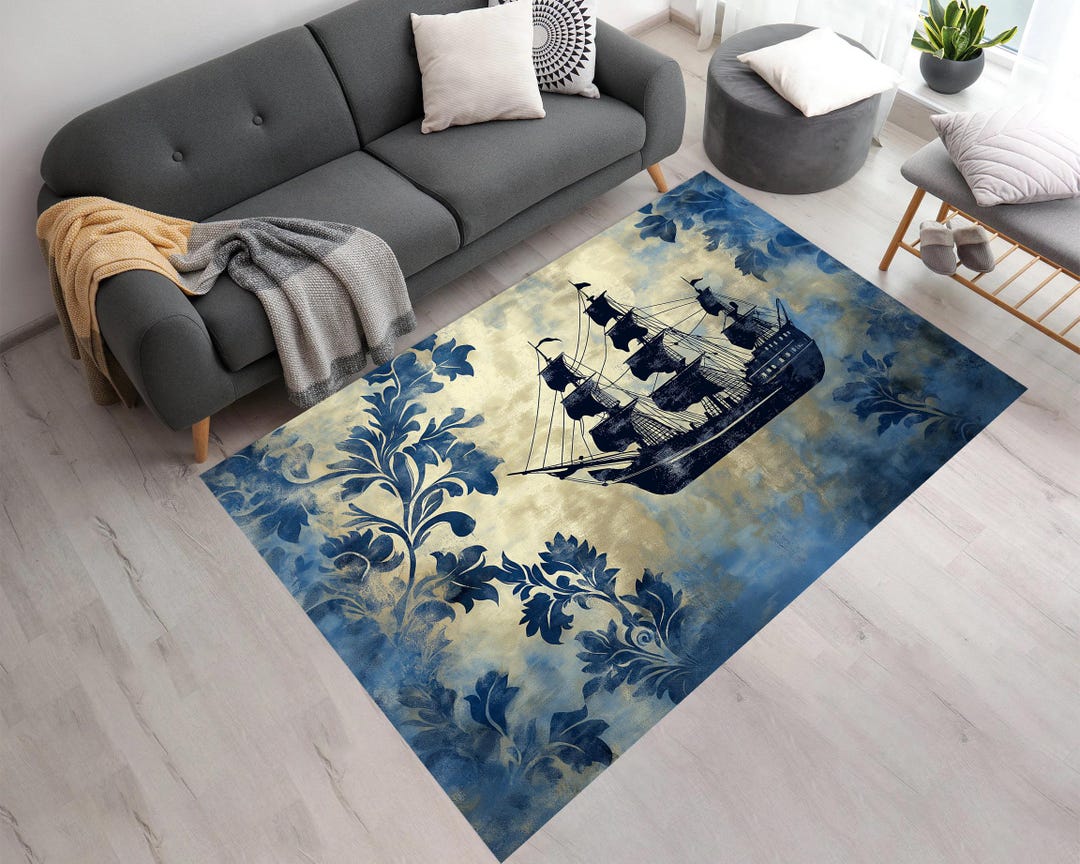 Ship Rug, Boat Rug, Old Ship Rug, Ship Area Rug, Sail Rug, Ship Design ...