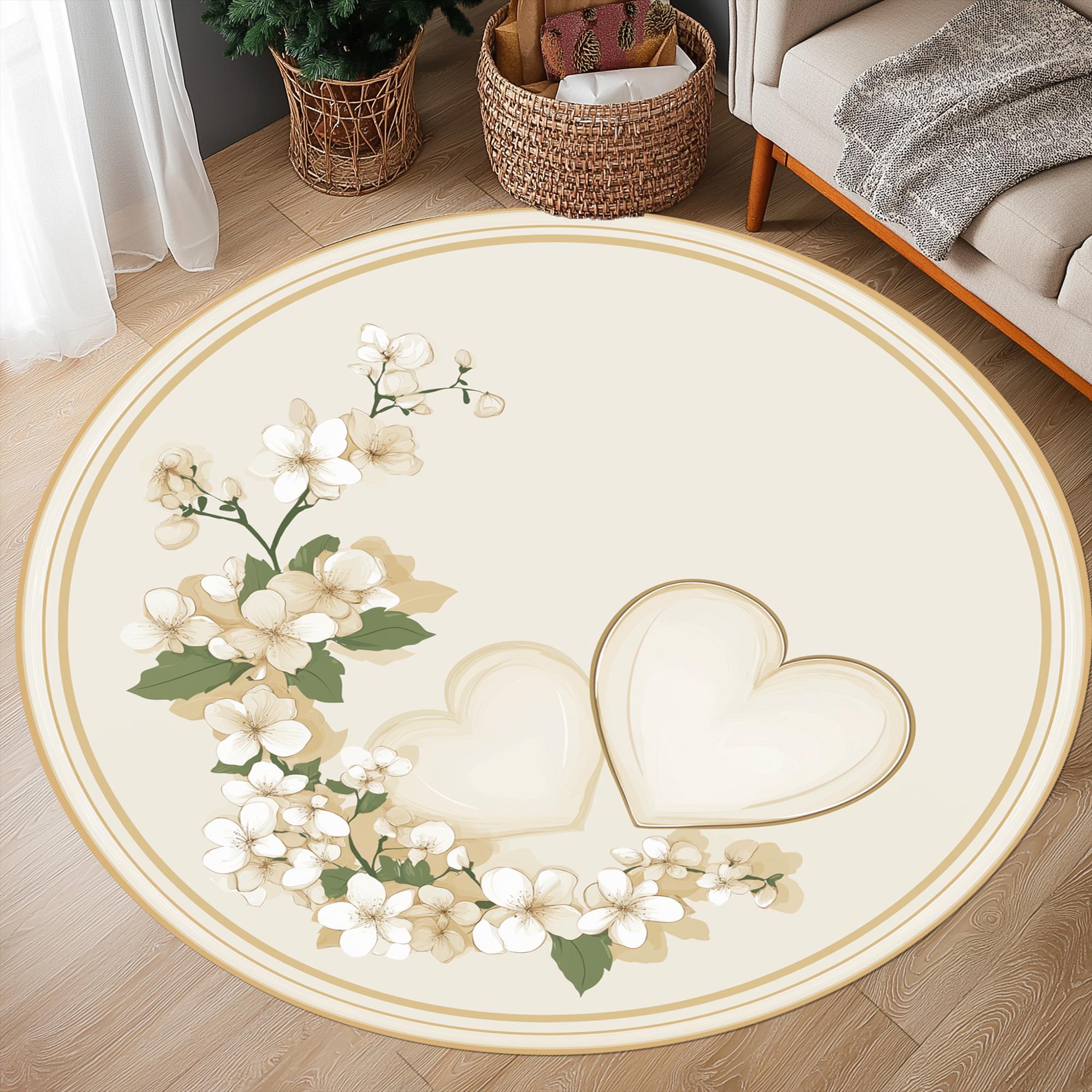 Heart Rug, Heart Round Rug, Cute Hearts Rug, Flowers Rug, Floral Rug ...