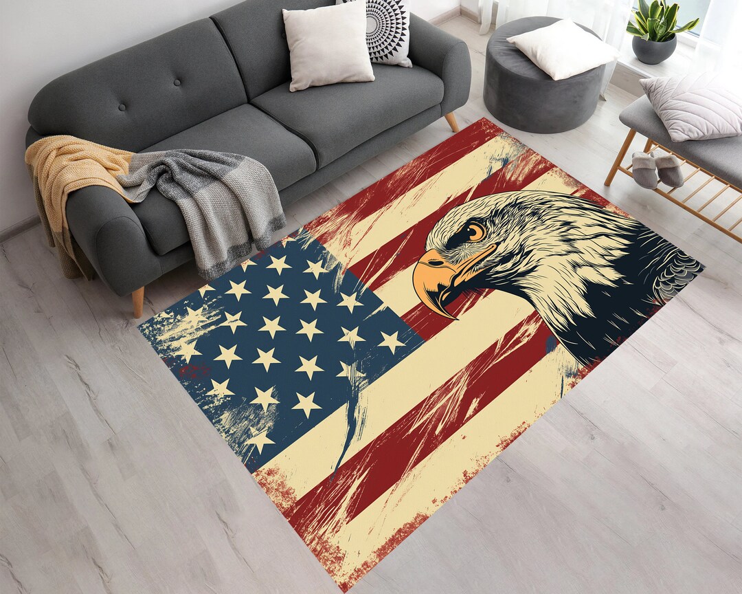 American Flag Rug: USA Eagle Print, Patriotic Home Decor - Etsy