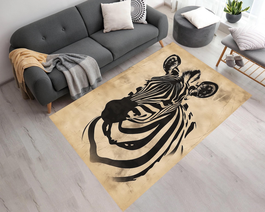 Zebra Rug, Animal Rug, Zebra Art Rug, Abstract Zebra Rug, Wildcat Rug ...