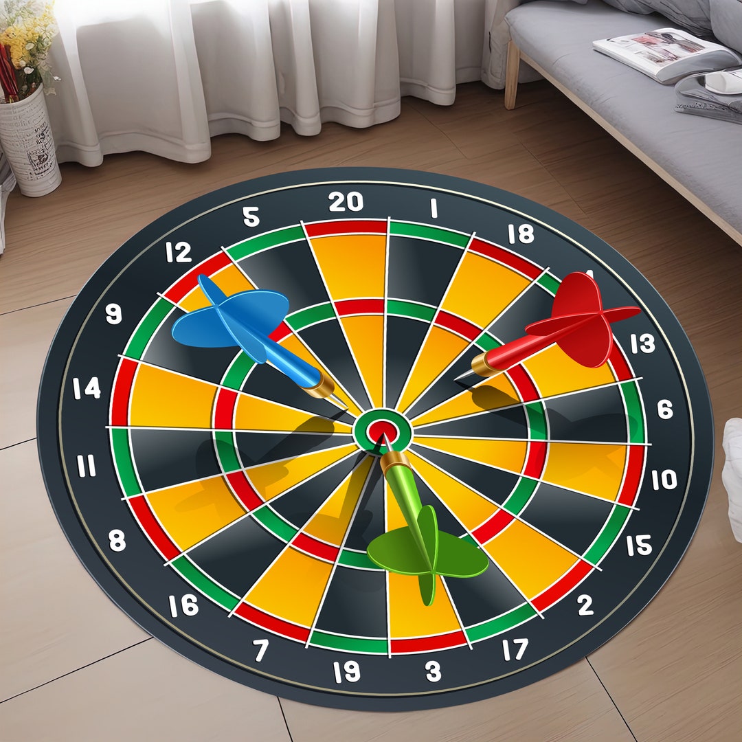 Dart Rug, Dartboard Round Rug, Dartboard Decor Rug, Kids Room Rug, Dart ...