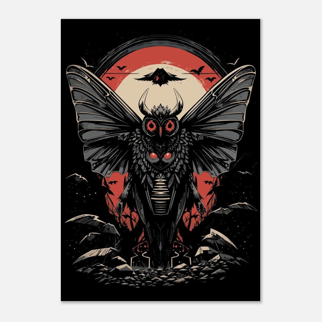 Mothman Wall Art Moth Gift Mothman Wall Decor Cryptozoology - Etsy