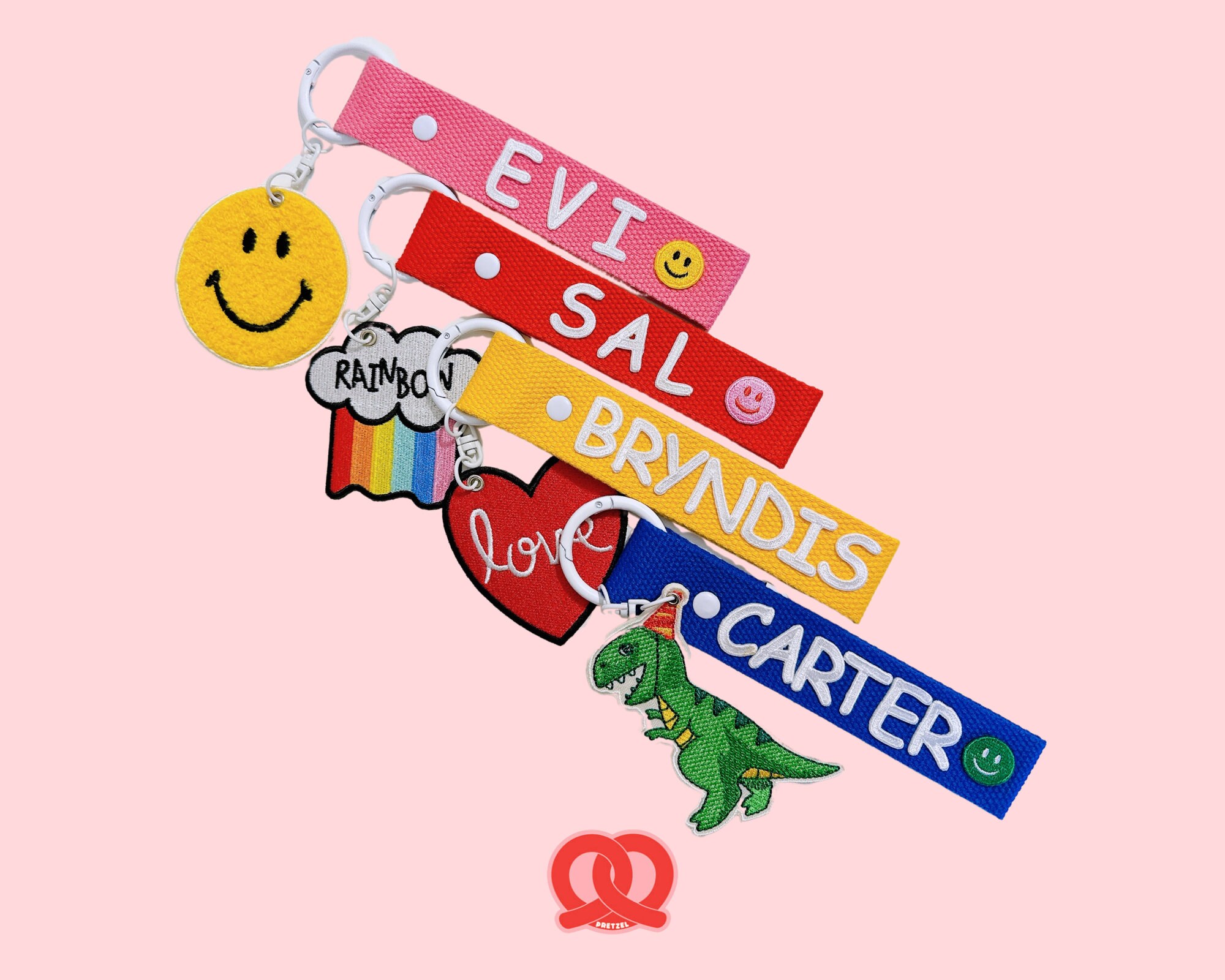 Personalised Colour Strap Name Tag, Bag Charm, Back to School ...