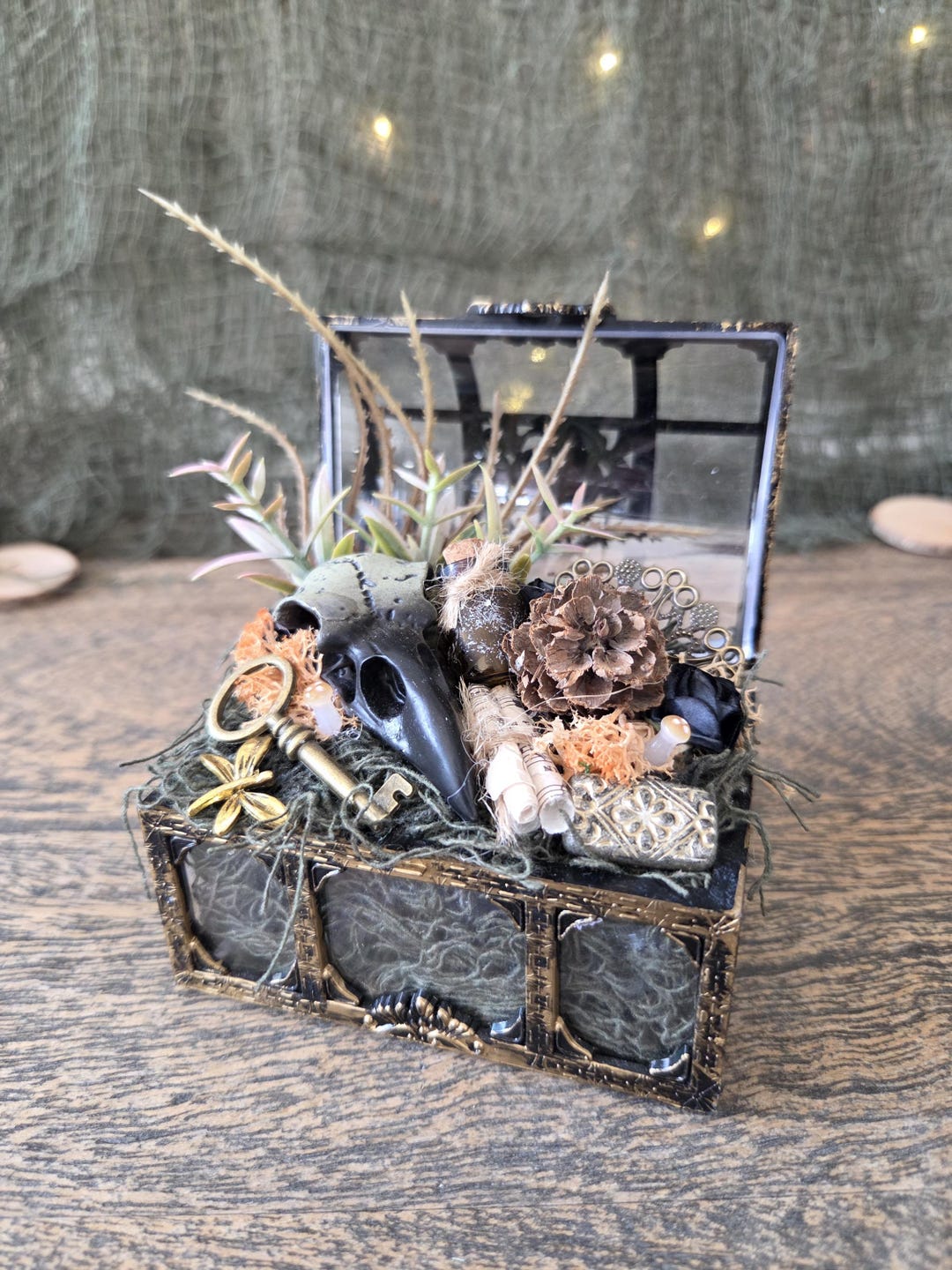 Raven Relic • Gothic Curio Chest • Mini Apothecary Diorama • Oddities ...