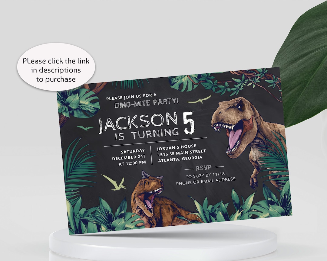 Personalize Jurassic Park Birthday Invitation Jurassic World - Etsy