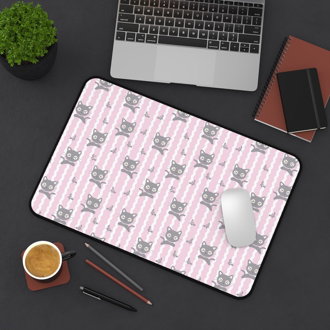 Cute Cat Desk Mat Aesthetic Desk Mat Kawaii Cat Desk Mat - Etsy