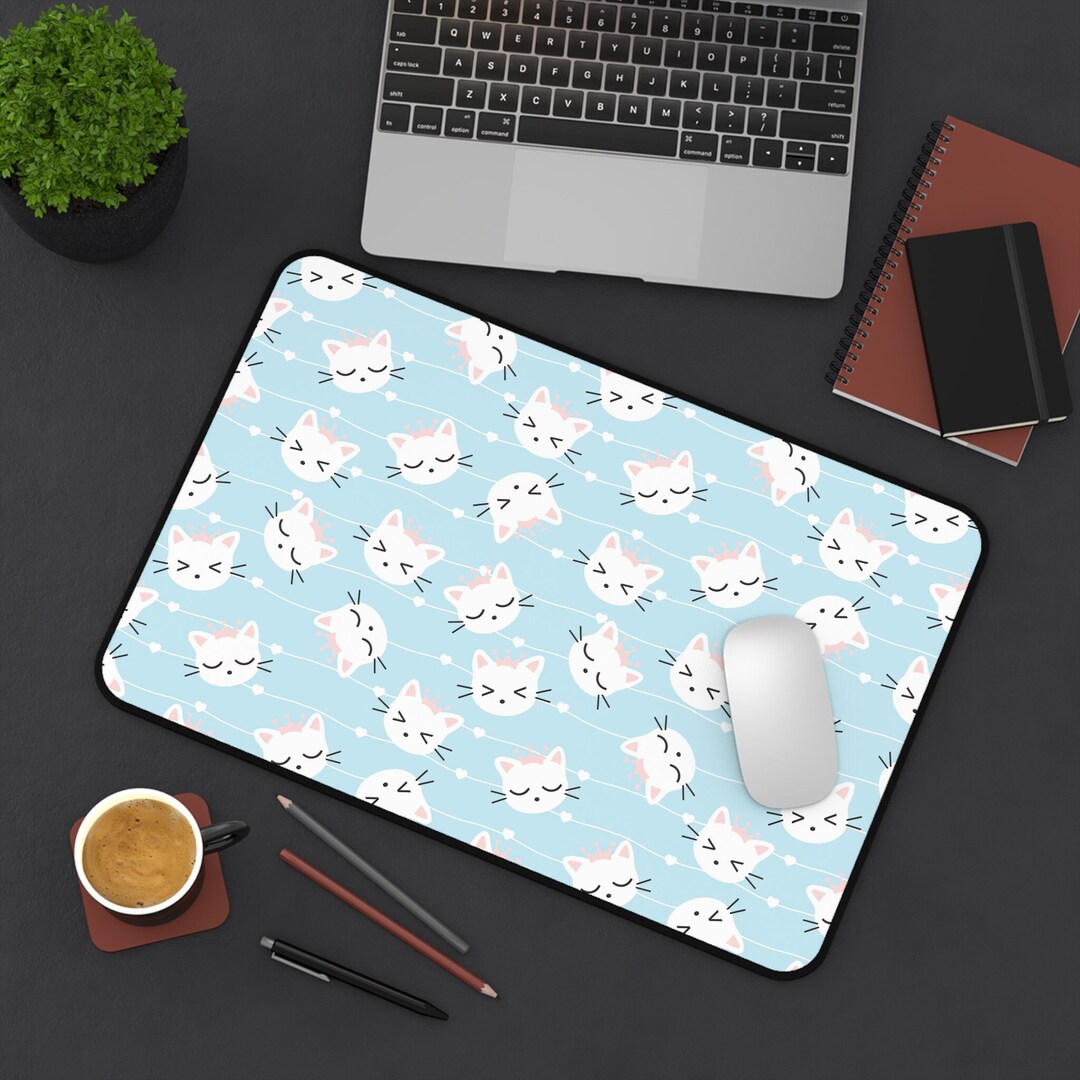 Cute Cat Desk Mat Aesthetic Desk Mat Kawaii Cat Desk Mat - Etsy