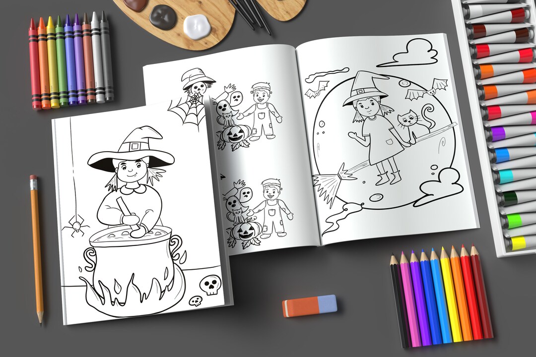 Halloween Coloring Book and Activities for Kids Worksheet - Etsy