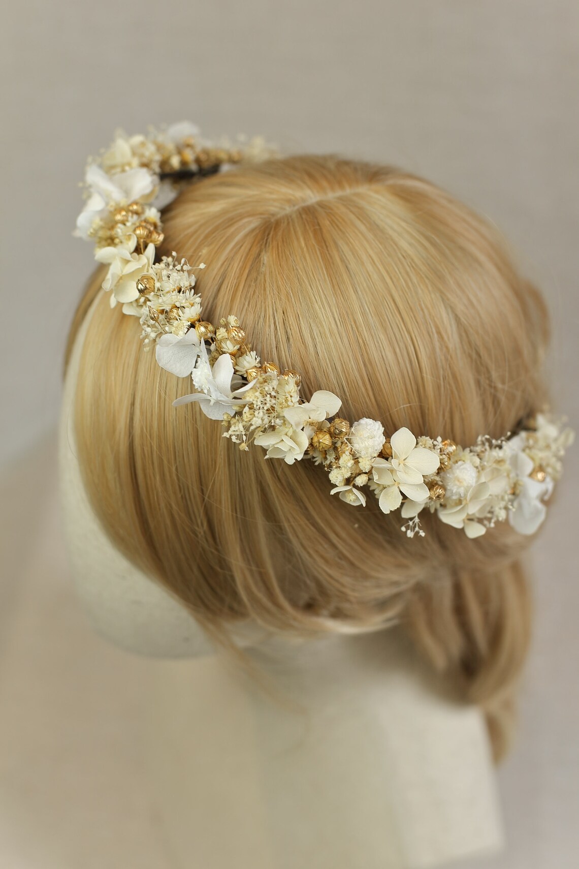 Natural White Ivory Flower Crown Preserved Baby's Breath Bridal ...