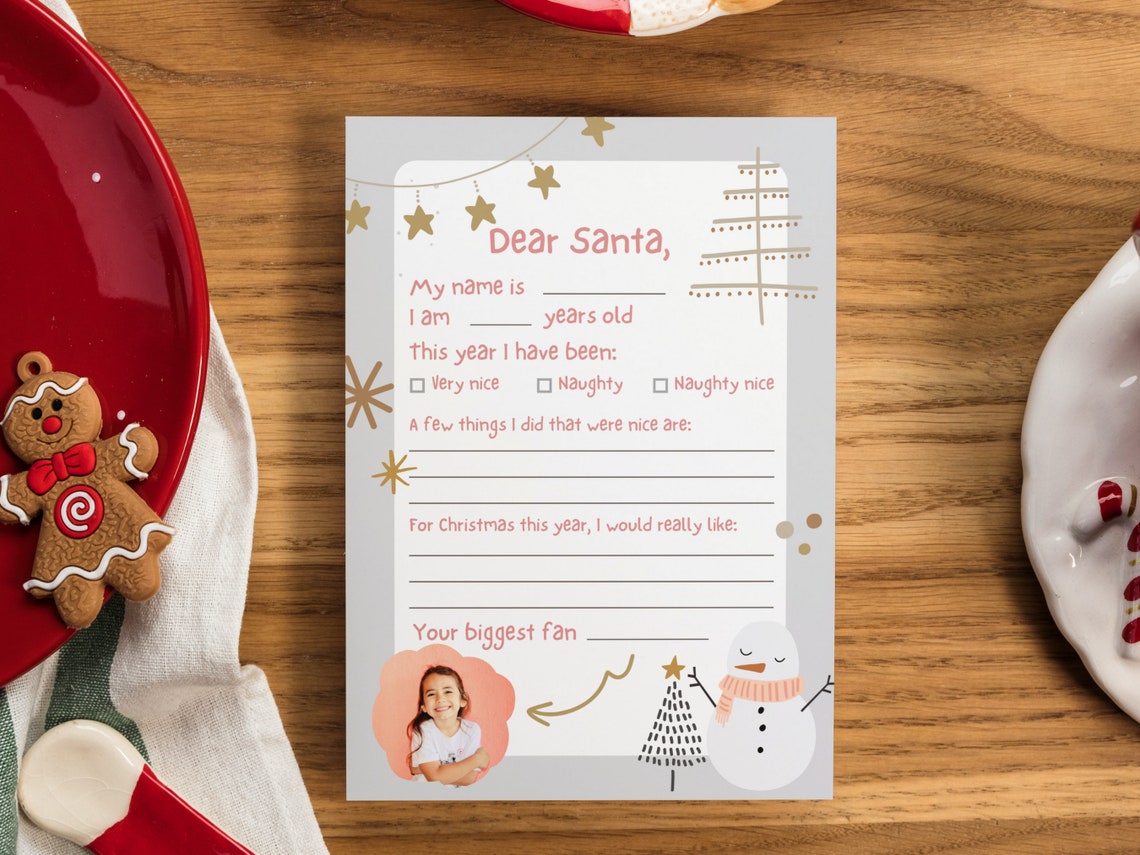 Letter to Santa With Photo, Letter to Santa Printable, Letter to Santa ...