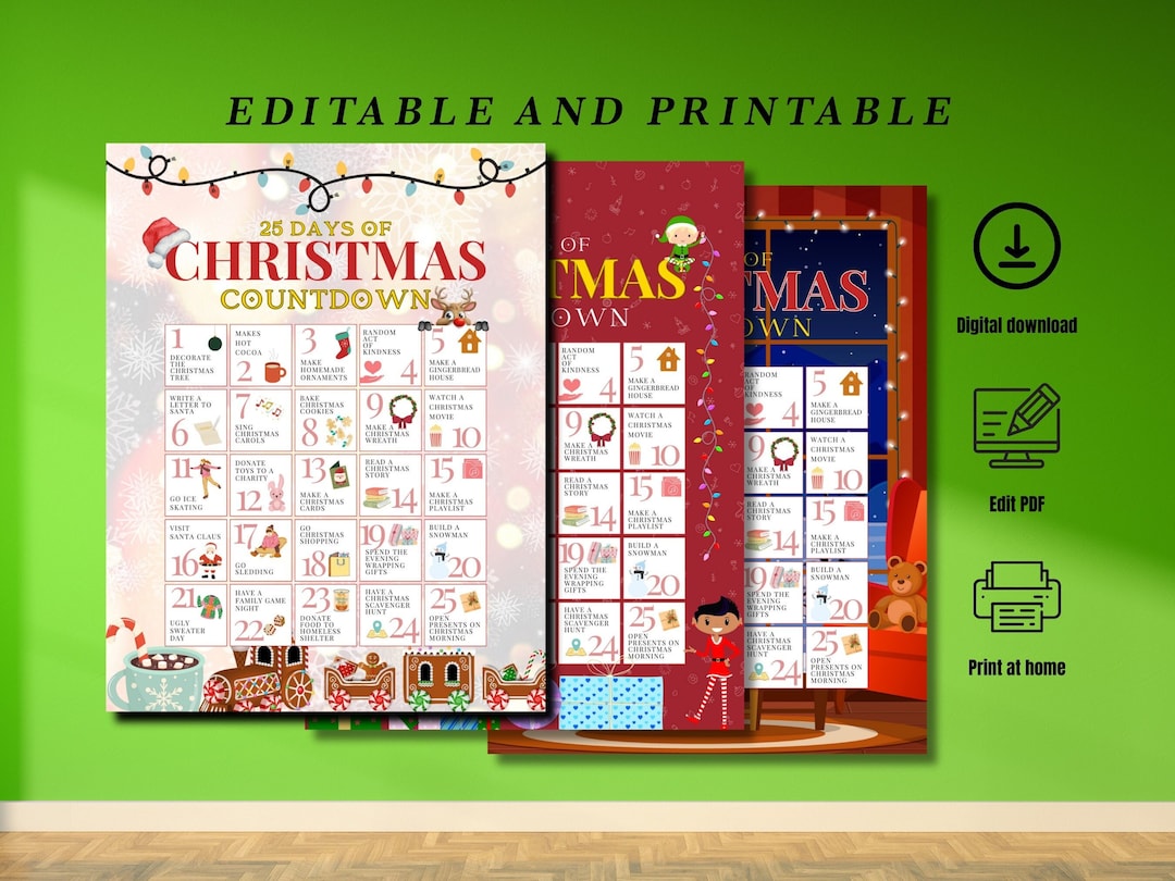 Editable Christmas Family Activities Calendar Printable, Christmas ...