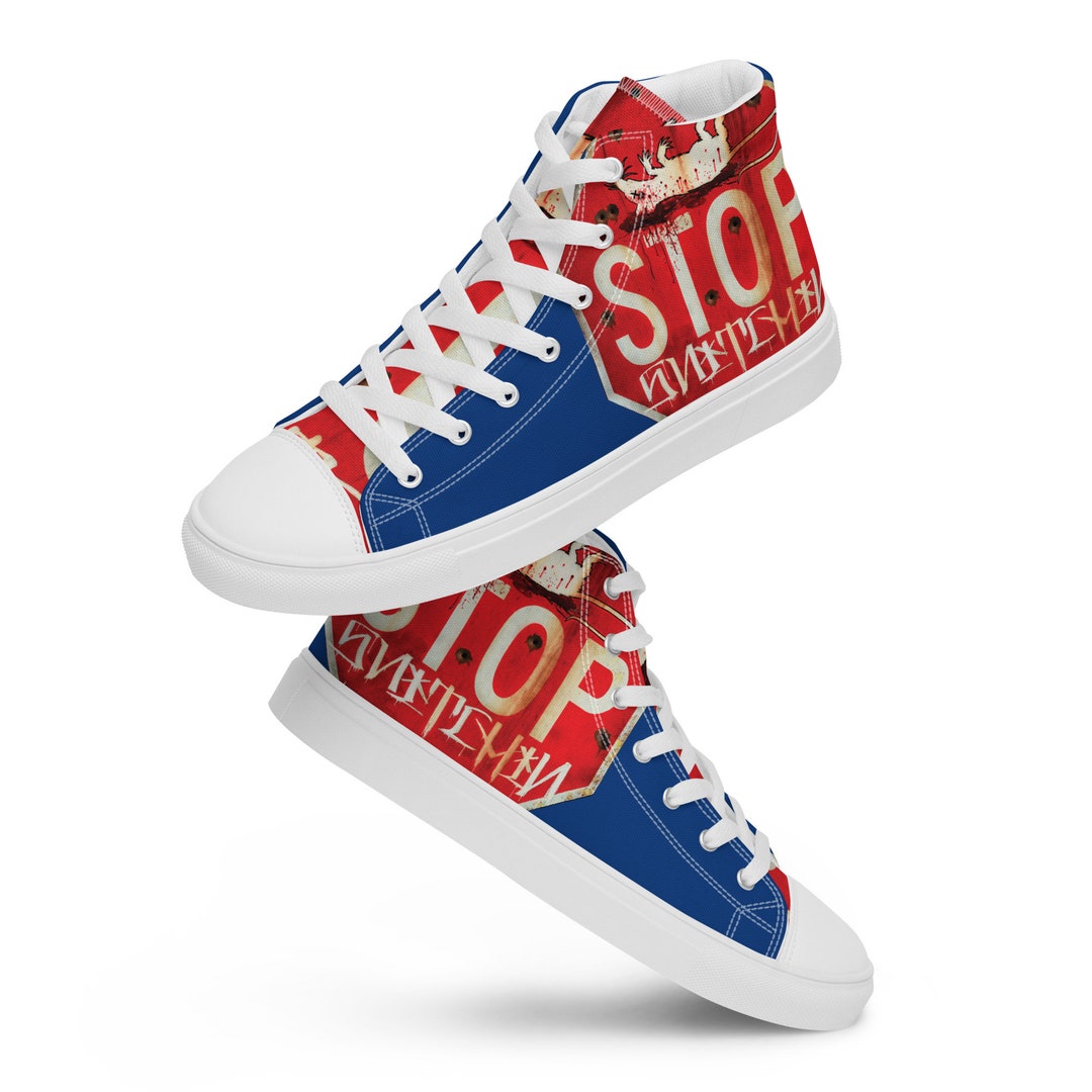 Stop Snitchin Mens Blue High Top Canvas Shoes - Etsy