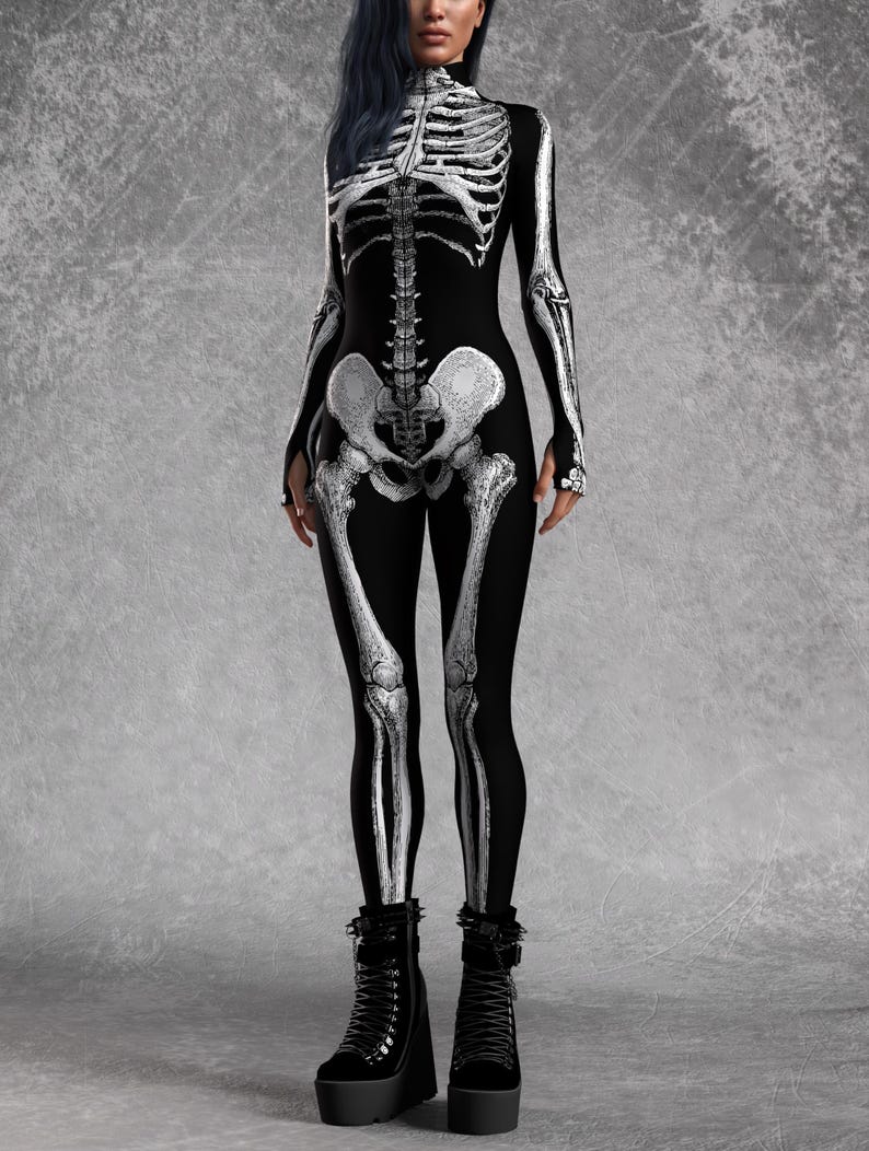 Skeleton Bodysuit Costume: Women's Halloween Lycra Jumpsuit - Etsy