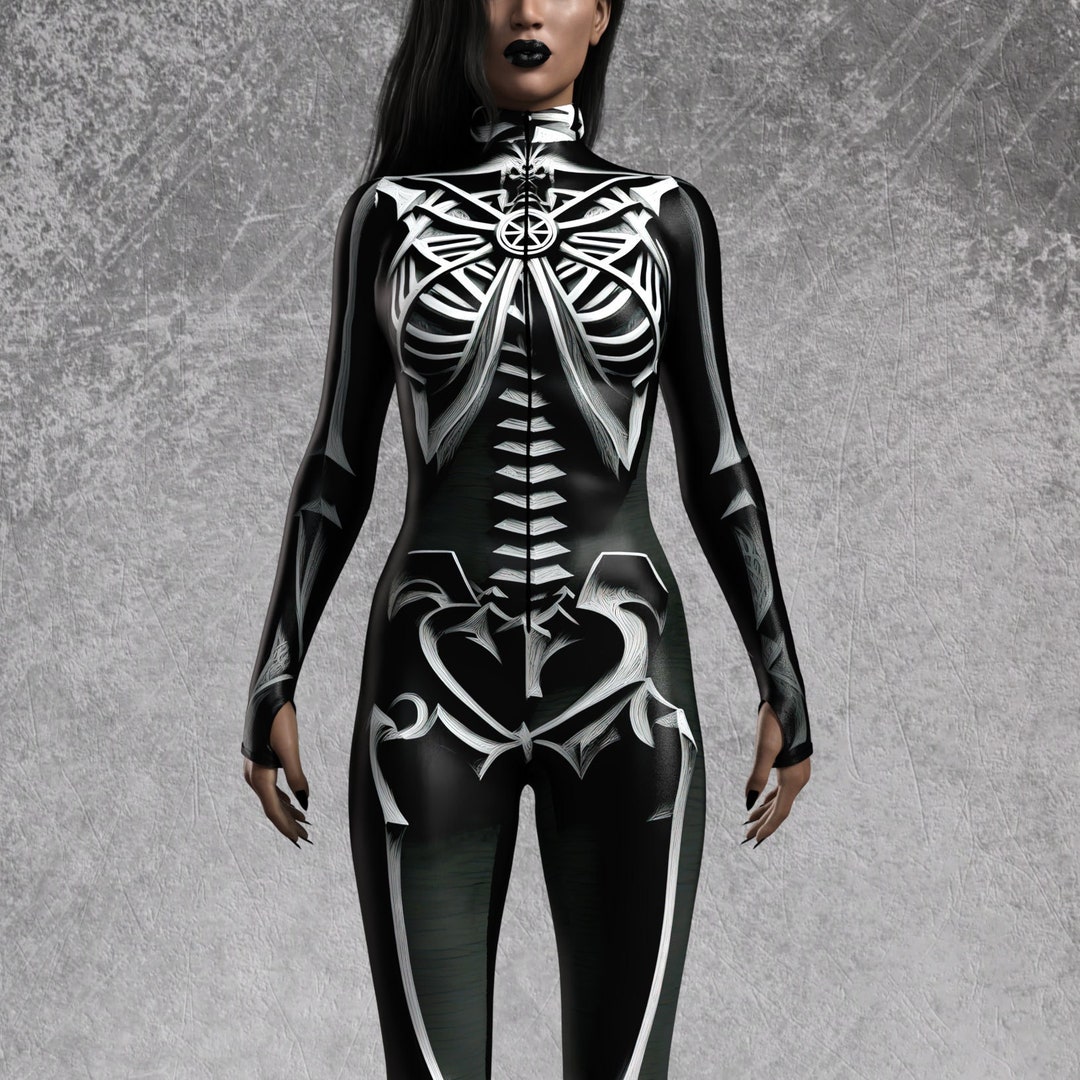 Skeleton Costume: Women's Halloween Lycra Bodysuit - Etsy