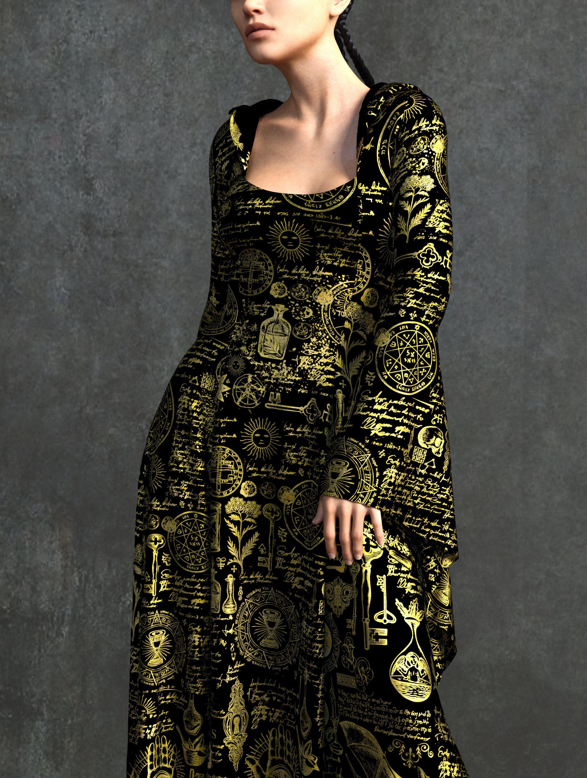 Golden Dress Women, Occult Dress Women, Halloween Costumes, Witch Dress ...