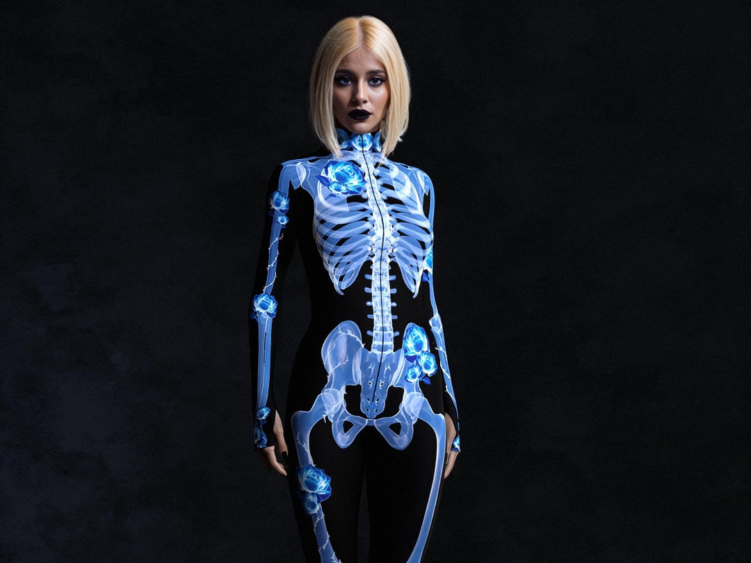 Skeleton Bodysuit Costume: Women's Scary Halloween Lycra Jumpsuit - Etsy