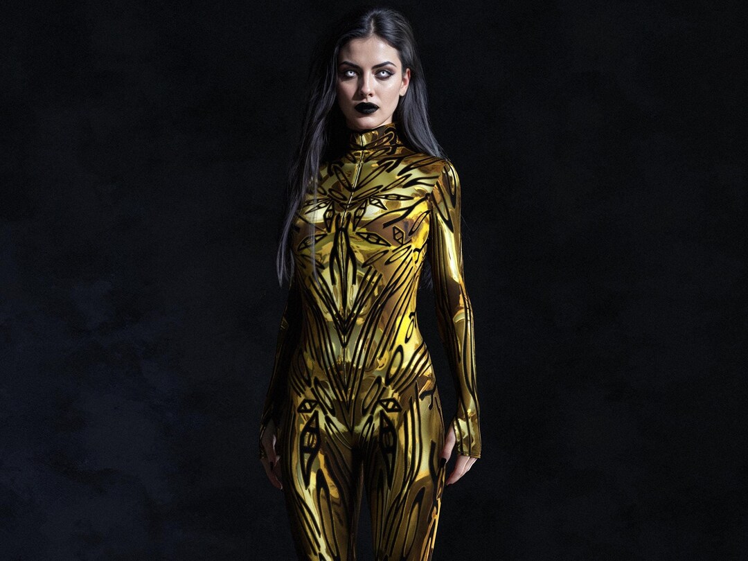 Corrupted Gold Halloween Costume: Cyber Scary Outfit - Etsy