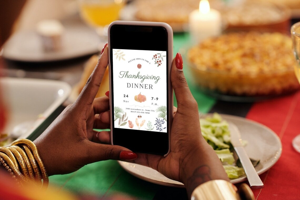 2 Style Thanksgiving Invitation Canva Editable Template - Etsy