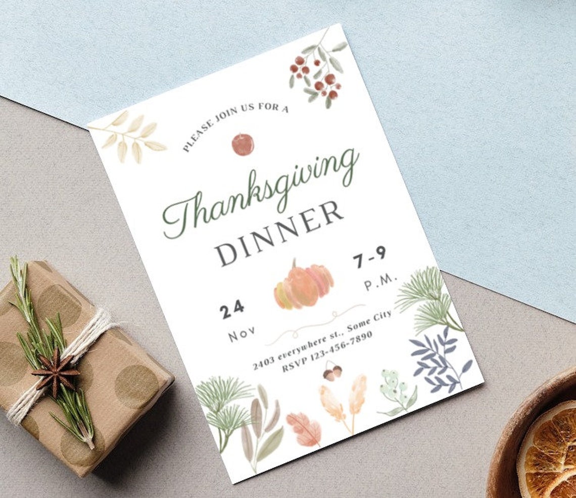 2 Style Thanksgiving Invitation Canva Editable Template - Etsy