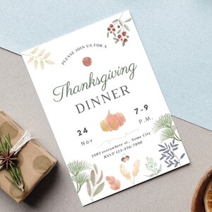 2 Style Thanksgiving Invitation Canva Editable Template - Etsy