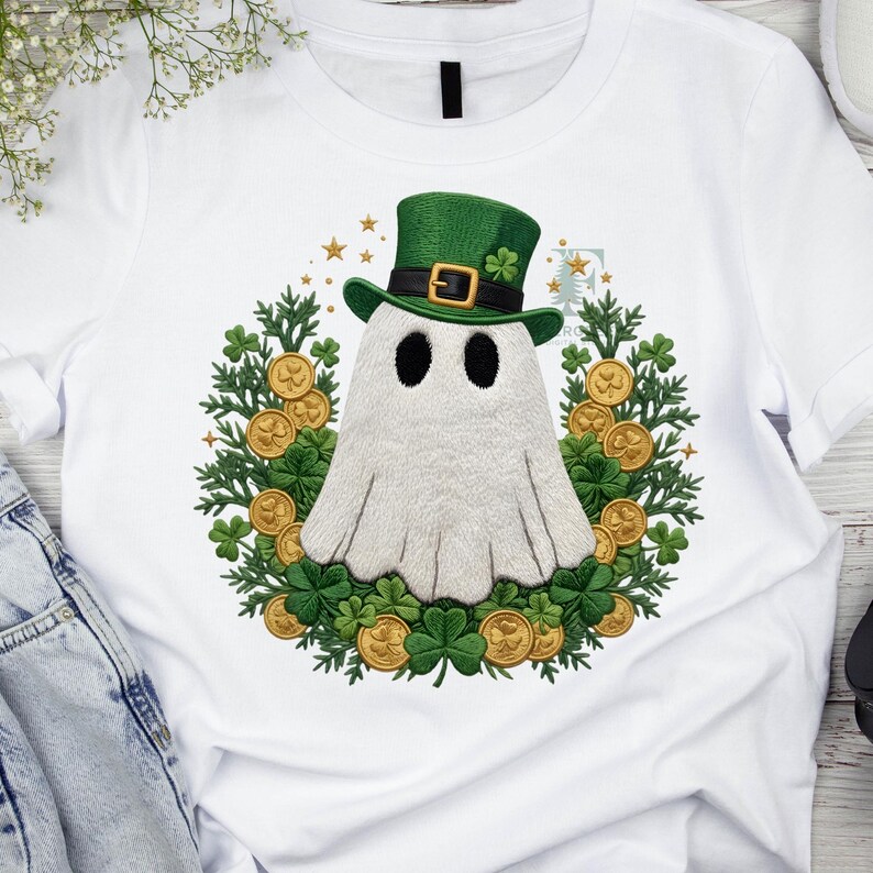 St. Patrick's Day Ghost PNG, Shamrock Leprechaun Hat, Gold Coin ...