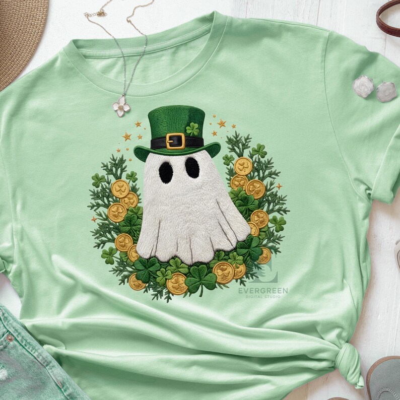 St. Patrick's Day Ghost PNG, Shamrock Leprechaun Hat, Gold Coin ...
